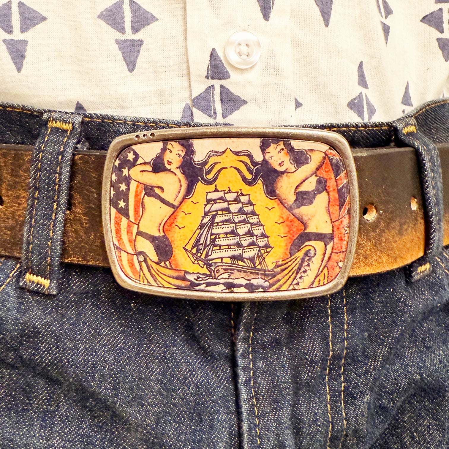 Belt Buckle - Vintage Ship Tattoo – PEM Shop